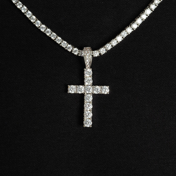 Diamond Cross + Tennis Chain White Gold | 6 ICE, LLC