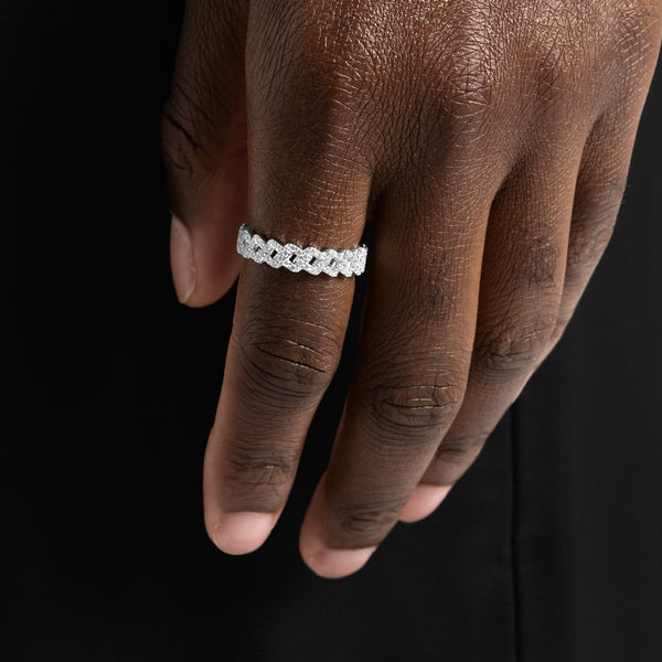 Iced Cuban Ring White Gold - 6 ICE