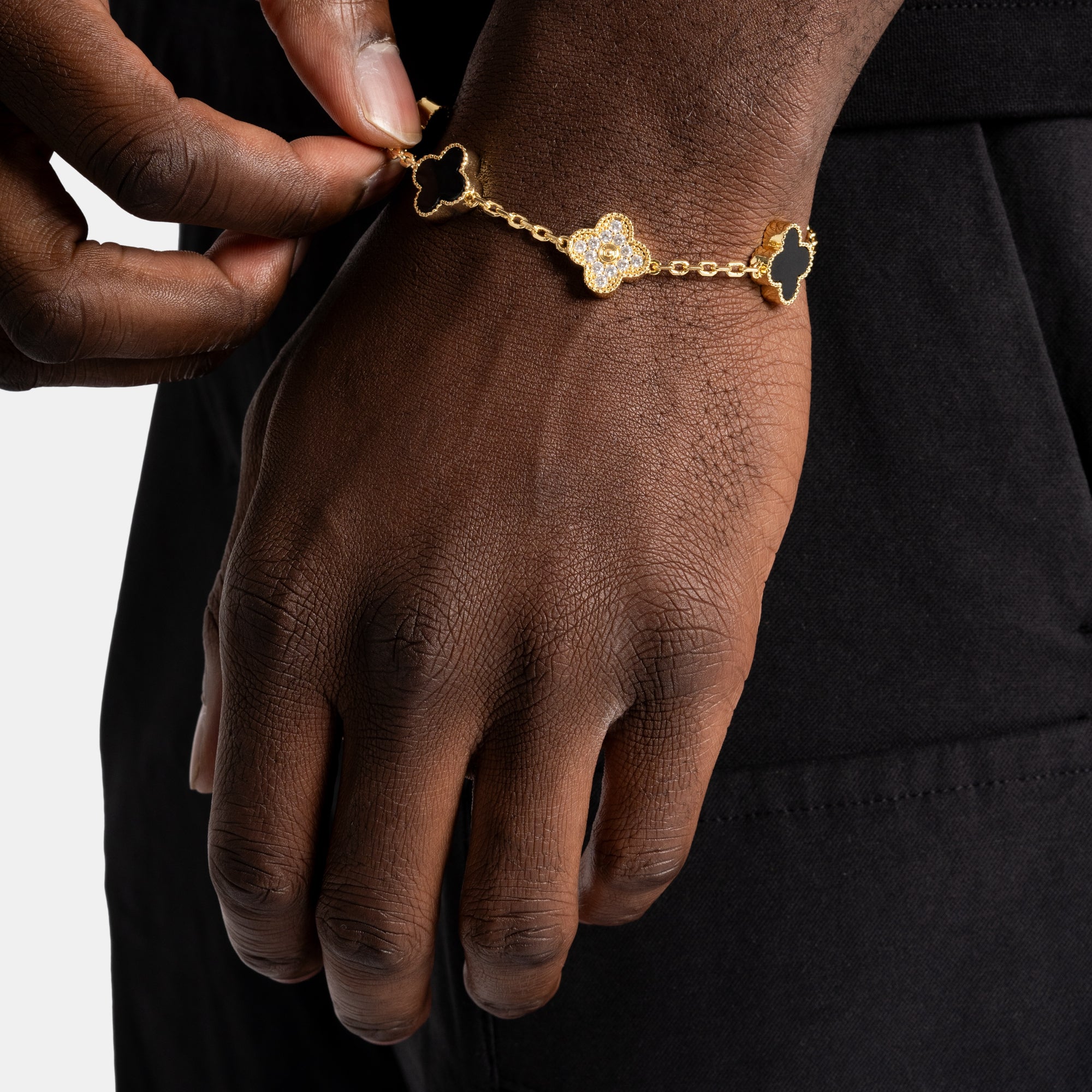 Iced Black Clover Bracelet S925 18k Gold Van Cleef - 6 ICE
