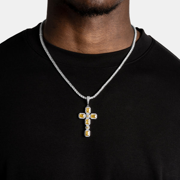 Canary Cluster Cross Pendant - 6 ICE