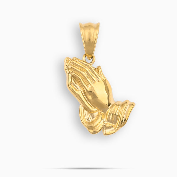 18k Gold Praying Hand Pendant - 6 ICE