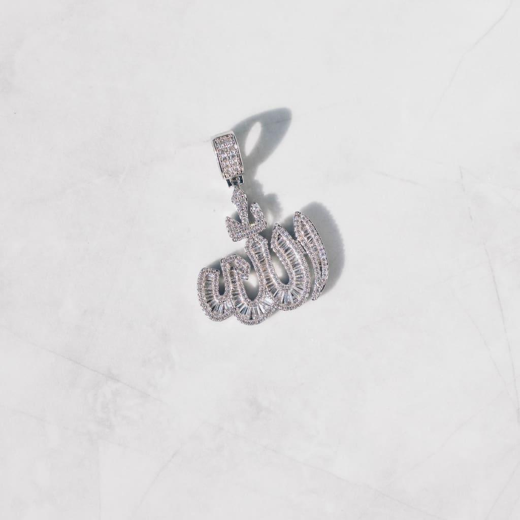Baguette Allah Pendant White Gold - 6 ICE