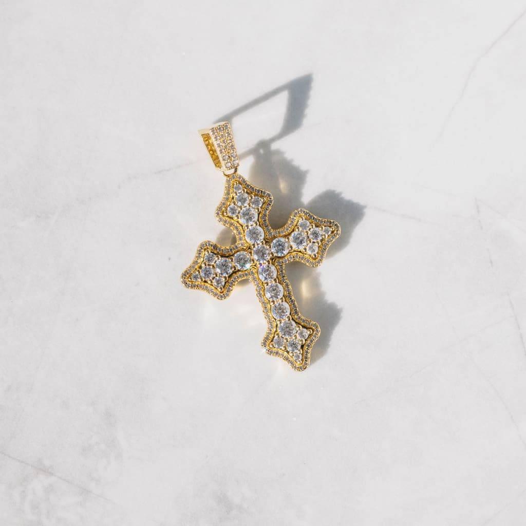 Clustered Micro Cross Pendant 18k Gold - 6 ICE