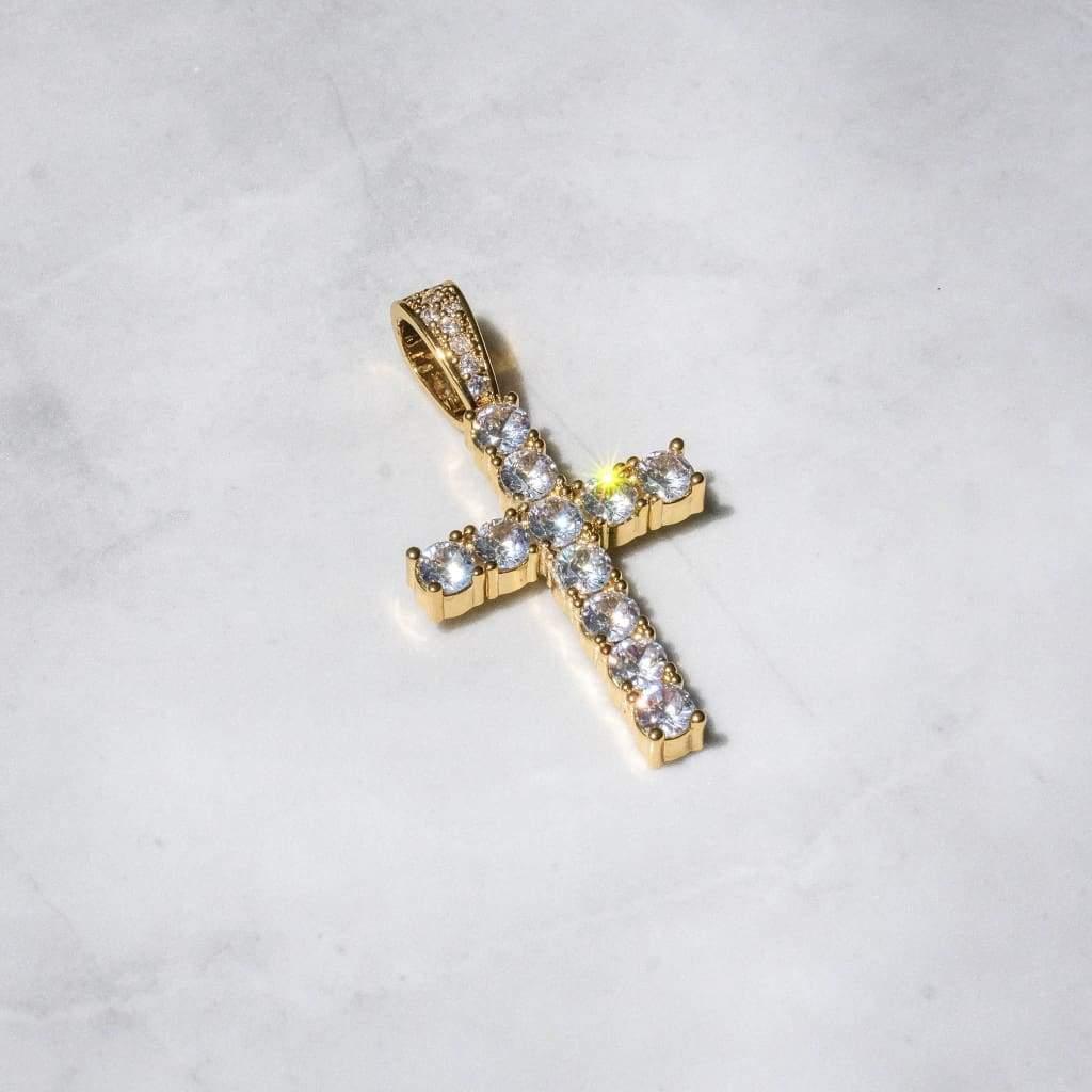 Bundle Diamond Cross & Tennis Chain 18k Gold - 6 ICE