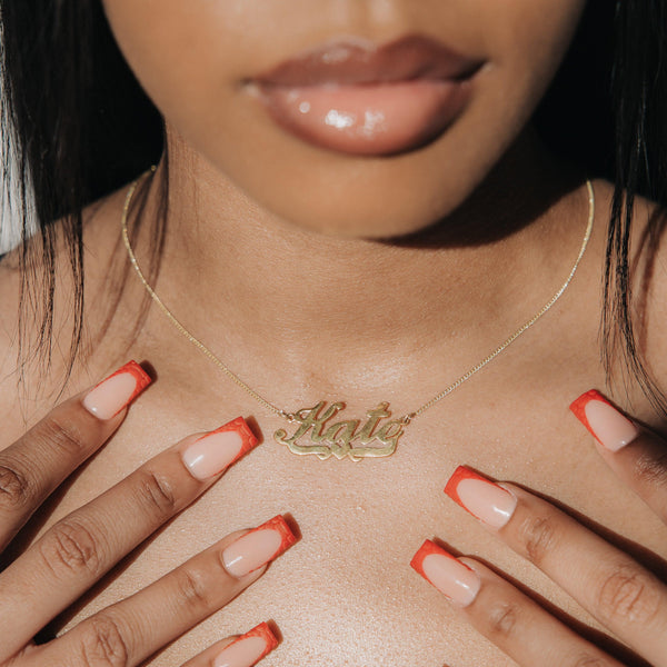 Underlined Cursive Custom Pendant Solid Gold - 6 ICE